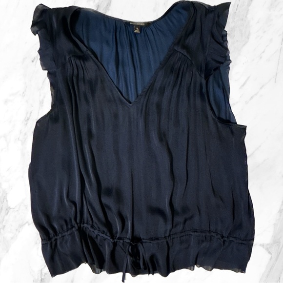 J. Crew | Tops | Jcrew Xl Navy Satin Blouse | Poshmark